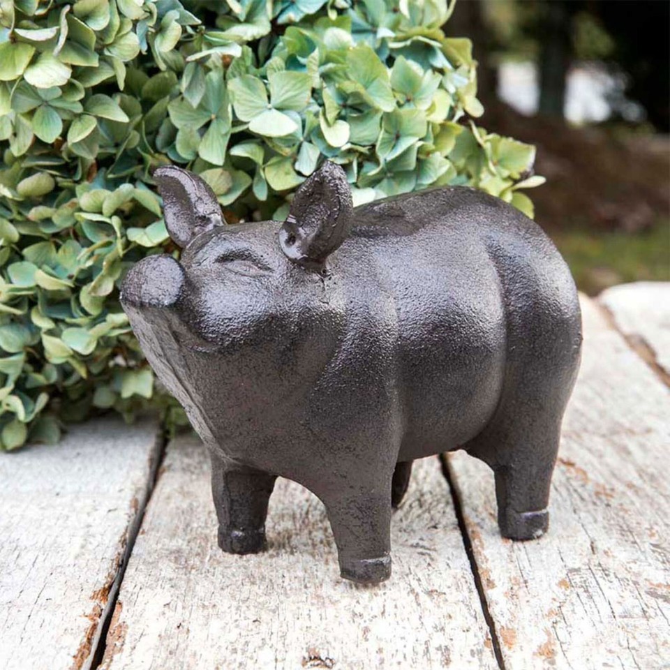 Cast Iron Pig Piglet Garden Statue Figurine Sculpture Farm Barn Yard ...