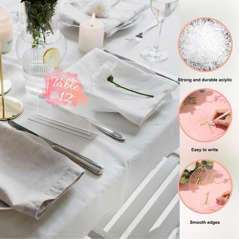 12PCS 5x7 Blank Clear Acrylic Signs Stand DIY Arch Sign with Letter ...