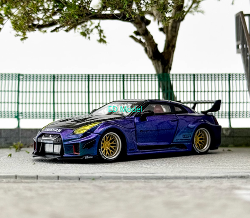 BN CM 1:64 Purple Carbon GT-R R35 Racing Sports Model Diecast Metal Car ...
