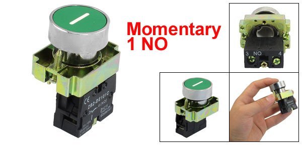 22mm 1 NO N/O Green Sign Momentary Push Button Switch 600V 10A XB2 ...