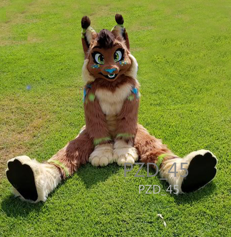 2022 New Brown Long Furry Wolf Husky Dog Fox Fur Mascot Costume Adult ...