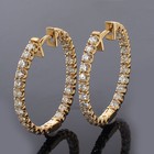 2.50 CT TW Inside/Outside Round Diamond Hoops in 14k Yellow Gold New | eBay