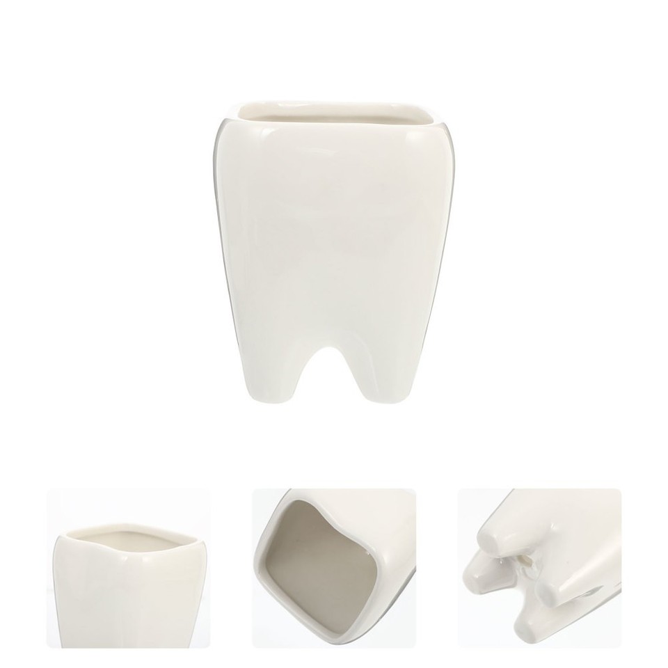 2 Pcs Ceramic Cactus Pot Small Container Tooth Shaped Cute Succulent ...