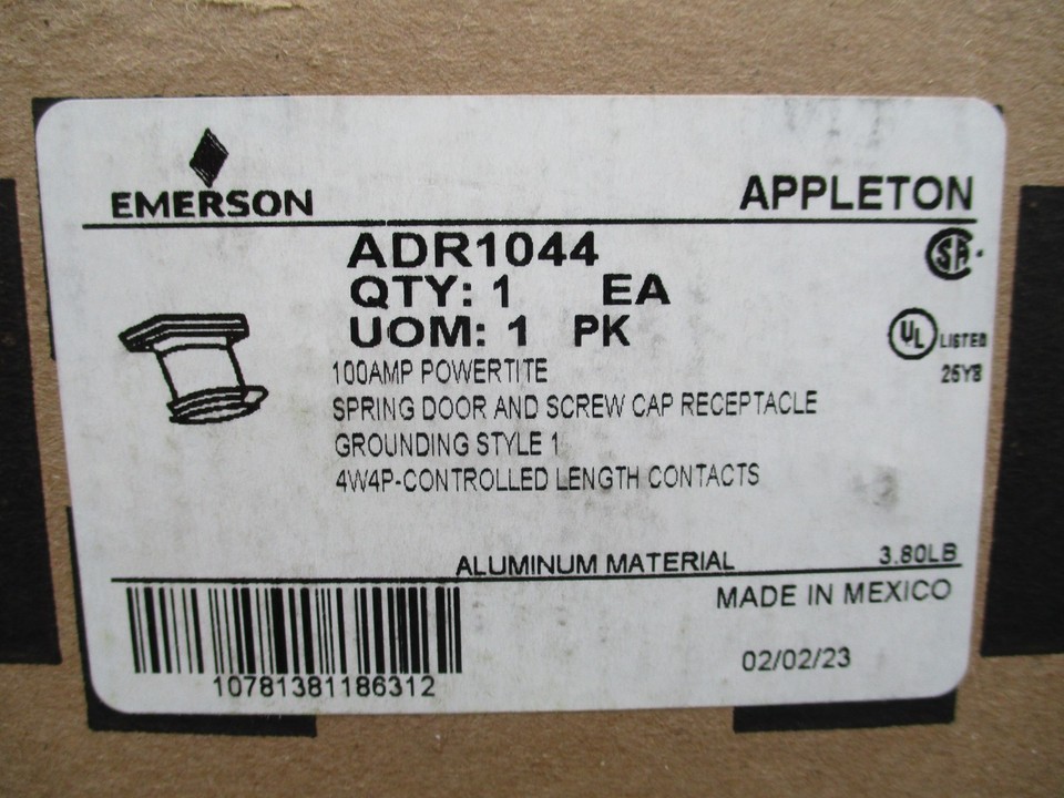 APPLETON ADR1044 100 AMP 4W 4P POWERTITE RECEPTACLE *SAME DAY SHIP | eBay