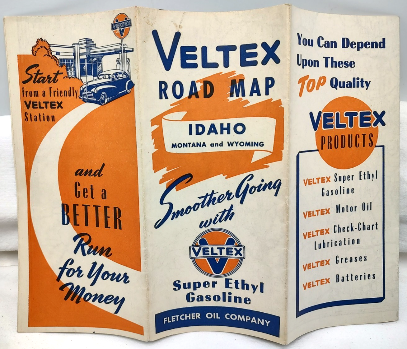 1940's Fletcher Oil Co. Veltex Gasoline Idaho Highway Road Map | eBay