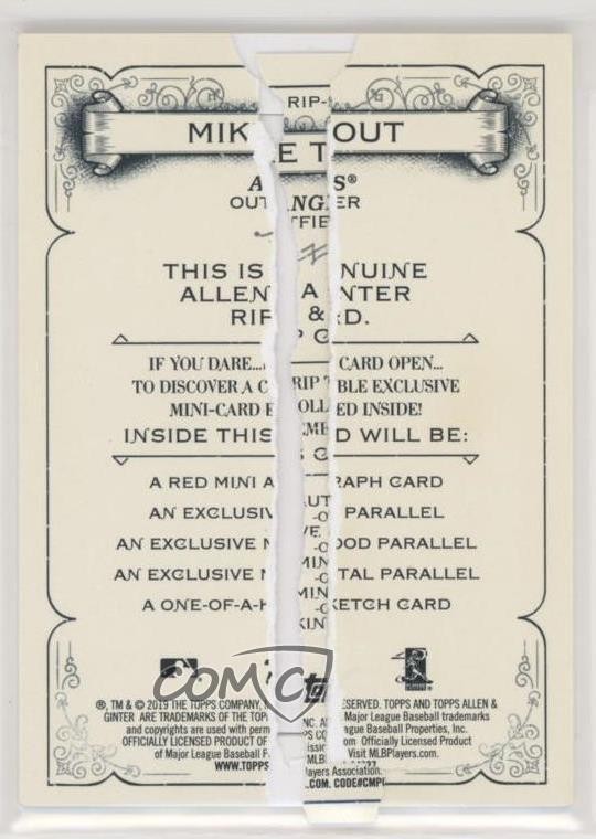 2019 Topps Allen & Ginter Rip Cards Ripped /90 Mike Trout #RIP-92 | eBay