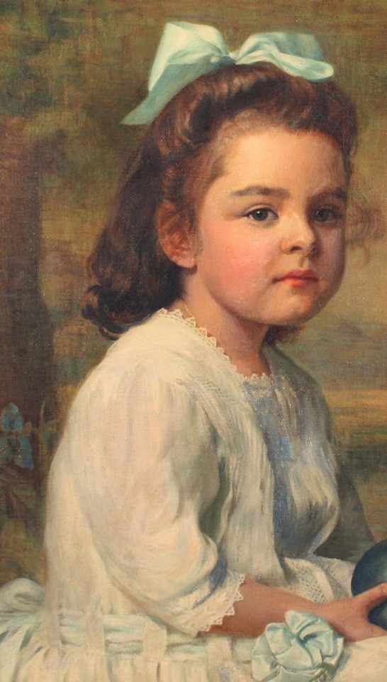 Large Antique A.S.Howland American Boston School Young Girl Portrait ...