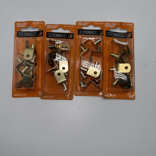BRAND NEW LOT OF 4 EVERBILT 1/4 IN. BRASS PLATED ANGLED SHELF SUPPORT(8 ...