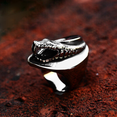 Gothic Big Snake Cobra Ring Stainless Steel Men's Hiphop Biker Snake ...