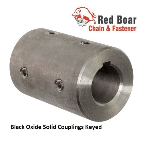 1" Solid Rigid Set Screw Coupling Black Oxide With Key Way Set Screws ...