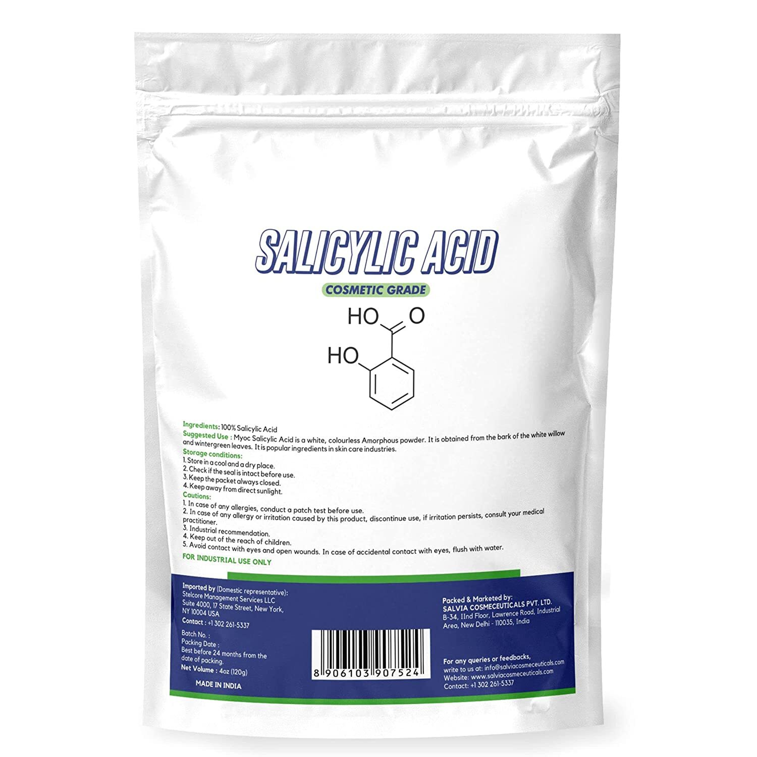 MYOC Salicylic Acid Powder 100% Pure Cosmetic Grade | 120g/4oz Pack of ...