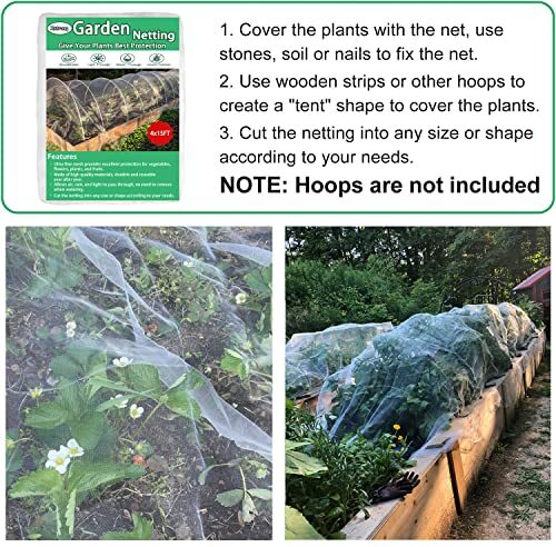 Garden Netting 4ftx15ft Garden Netting Pest Barrier Plant Covers 1Pack ...