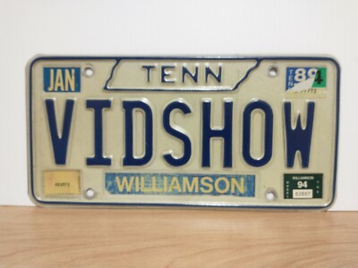 1994 Tennessee VANITY VIDSHOW License Plate Tag Original | eBay