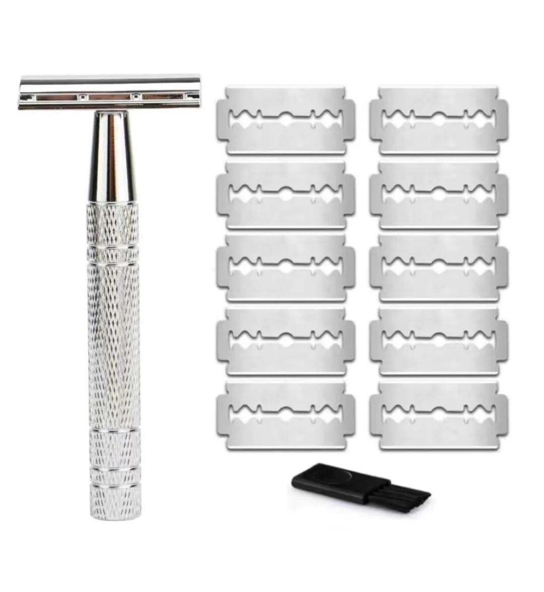 Men’s Razor Traditional Classic Double Edge Chrome + 10 Blades ...