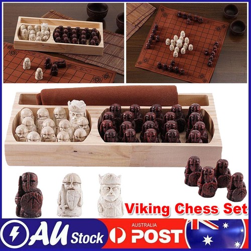 Viking Chess Large Wooden Set Folding Chessboard Pieces Wood Board ...