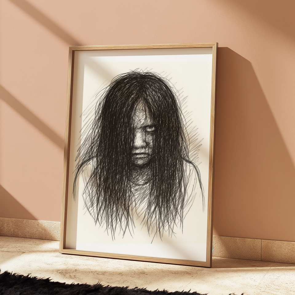 SAMARA MORGAN THE RING DRAWING PRINT SKETCH 8" x 10" HORROR MOVIE PRINT ...