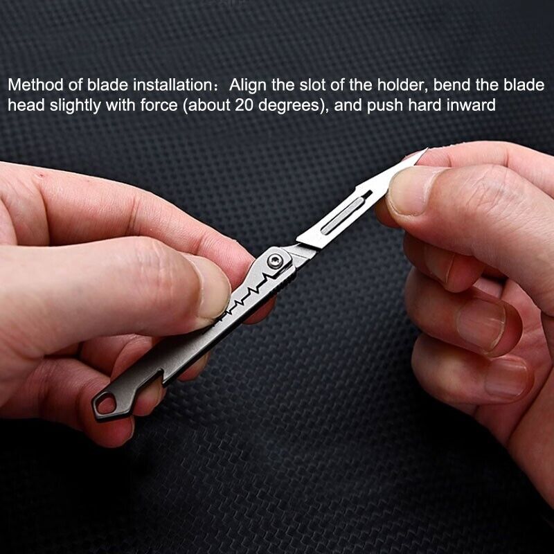 Mini Titanium Pocket Utility Folding Knife Scalpel Blades Opener ...