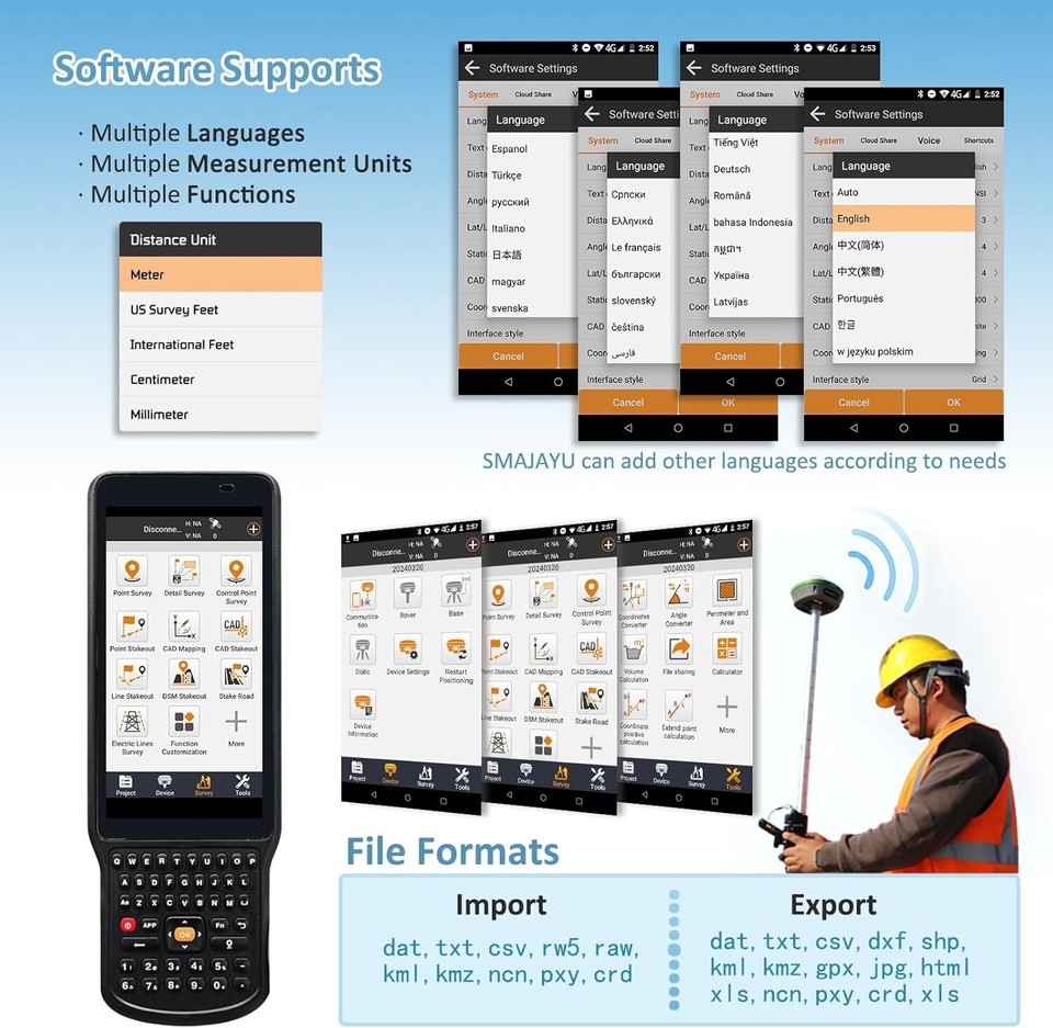 SMA26 RTK PPP GPS Total Station Land Survey Equipment withLP81 ...