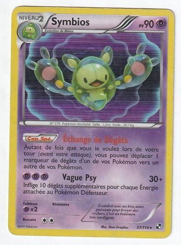 CARTE POKEMON SYMBIOS 57/114 HOLO RARE. Noir & Blanc. FR | eBay