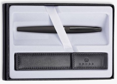 CROSS ATX Fountain Pen & Leather Pouch Gift Set - Brushed Black ...