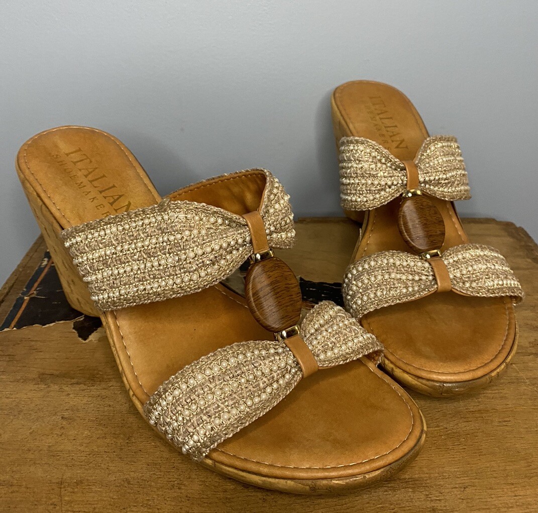 Italian Shoemakers Womens Wedge Cork Sandals Made In … - Gem