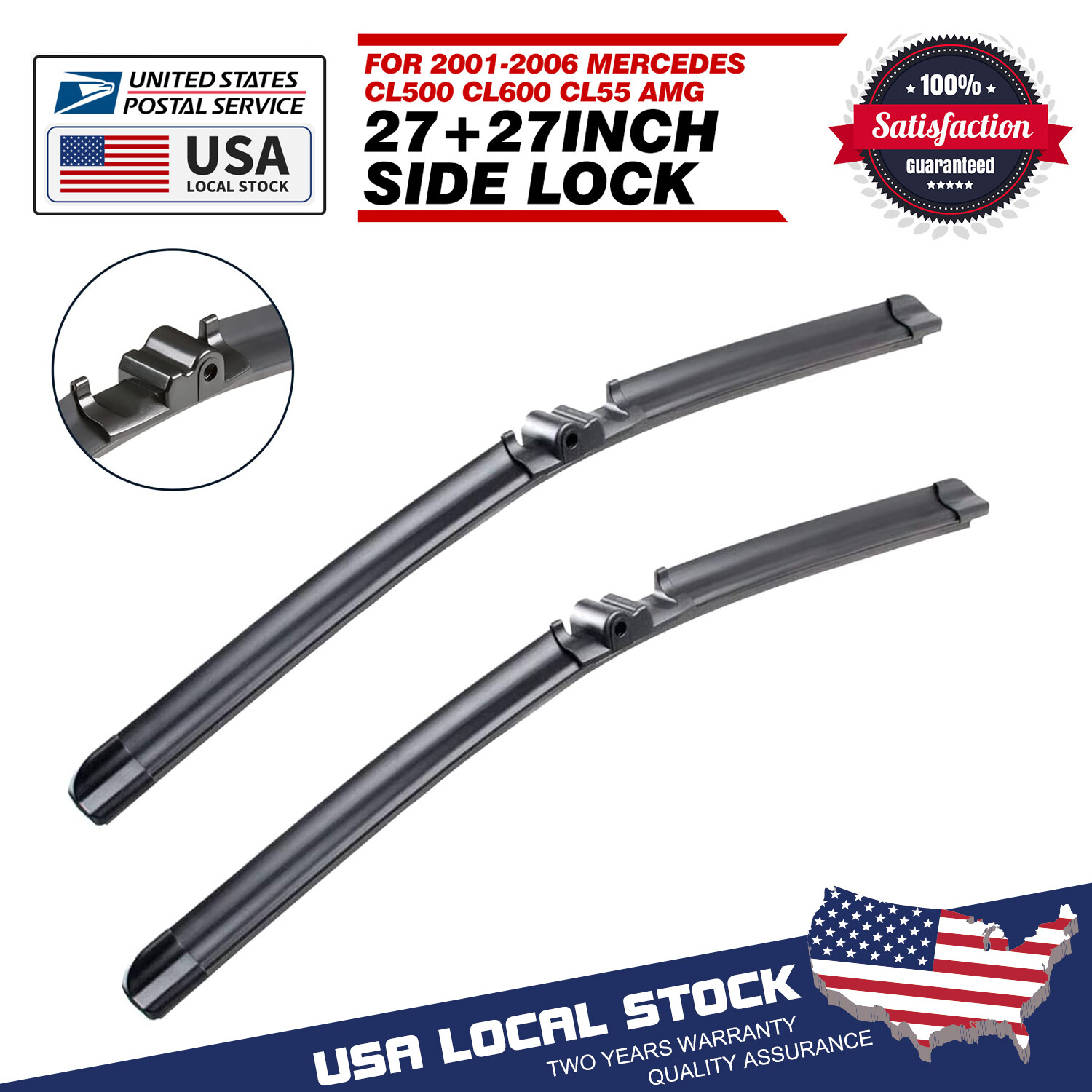 For Mercedes-Benz S550 07-11 FRONT 27"&27" WINDSHIELD WIPER BLADE SET ...