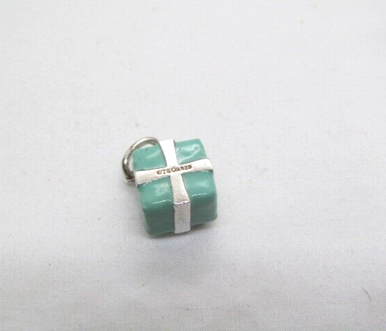 Authentic Tiffany & Co Sterling Silver Blue Enamel Box Gift Box Charm ...