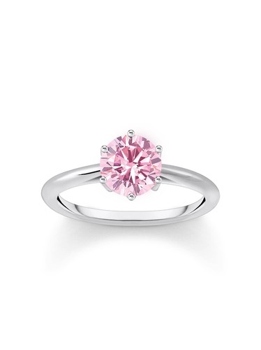 Thomas Sabo TR2474-051-9-54 Bague argentée avec pierre rose en forme de ...
