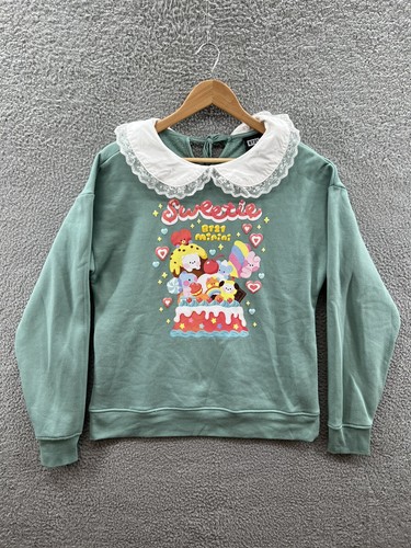 Hot Topic BT21 Sweetie Cake Green Collared Crewneck Sweatshirt Size ...