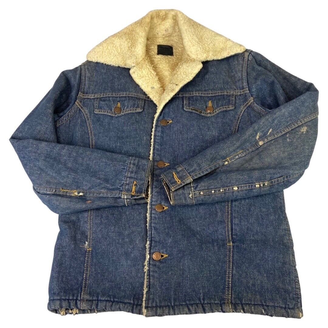 VTG 70S USA SEARS INDIGO ROEBUCKS SHERPA LINED DENIM WESTERN VTG 70S USA SEARS INDIGO ROEBUCKS SHERPA LINED DENIM WESTERN