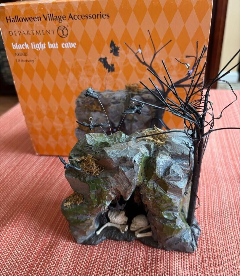 Dept 56 Halloween "Black Light Bat Cave" EUC, Lighted Village Accessory ...