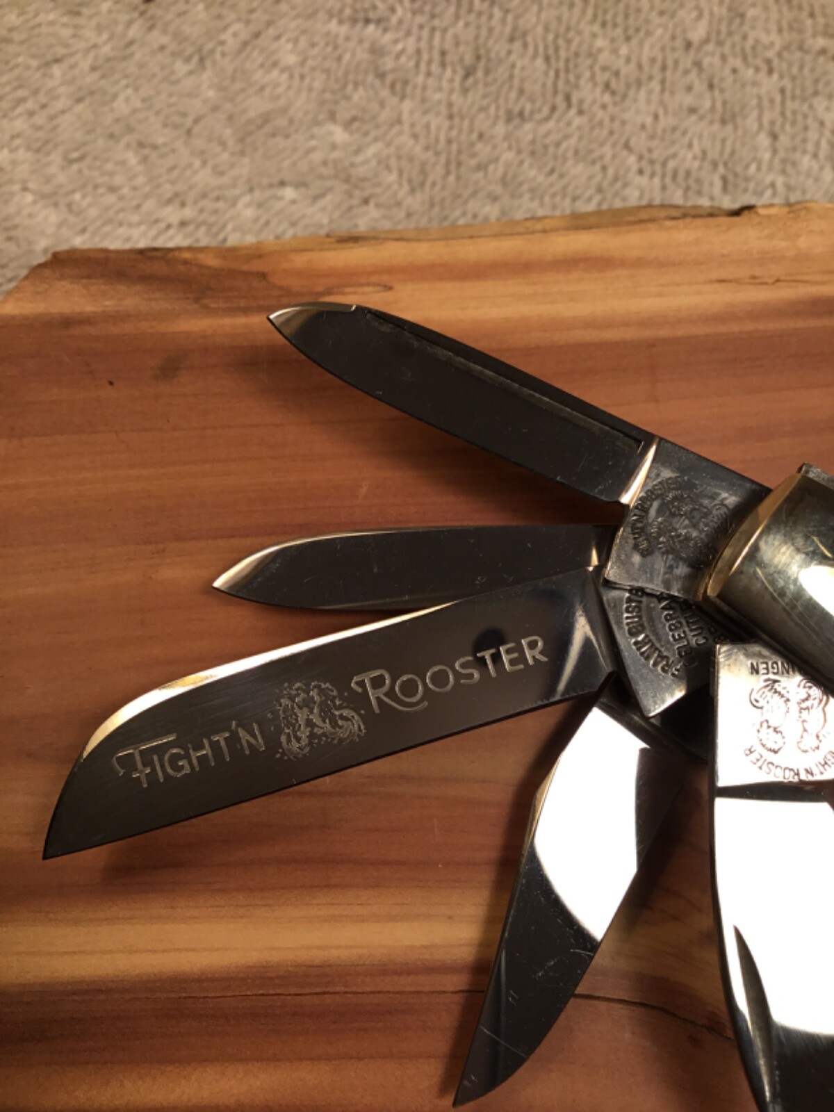 1/100 Fight'n Rooster Buffalo Horn Pocket Knife 1982 10 Blade | eBay