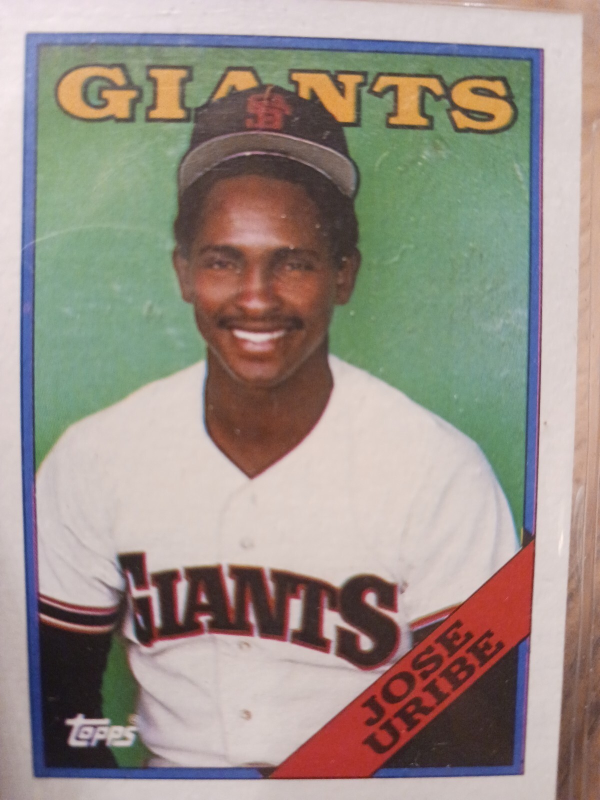 Jose Uribe 1988 Topps Baseball Error Card Alignment Error logo misprint ...