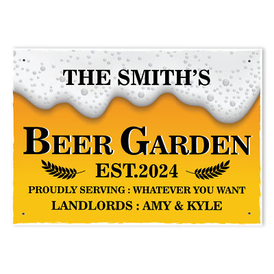 PERSONALISED BEER GARDEN SIGN Shed Man Cave Pub Sign Home Bar Sign ...