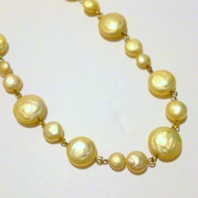 Anne Klein Gold Tone Faux Champagne Pearl Chain Necklace | eBay
