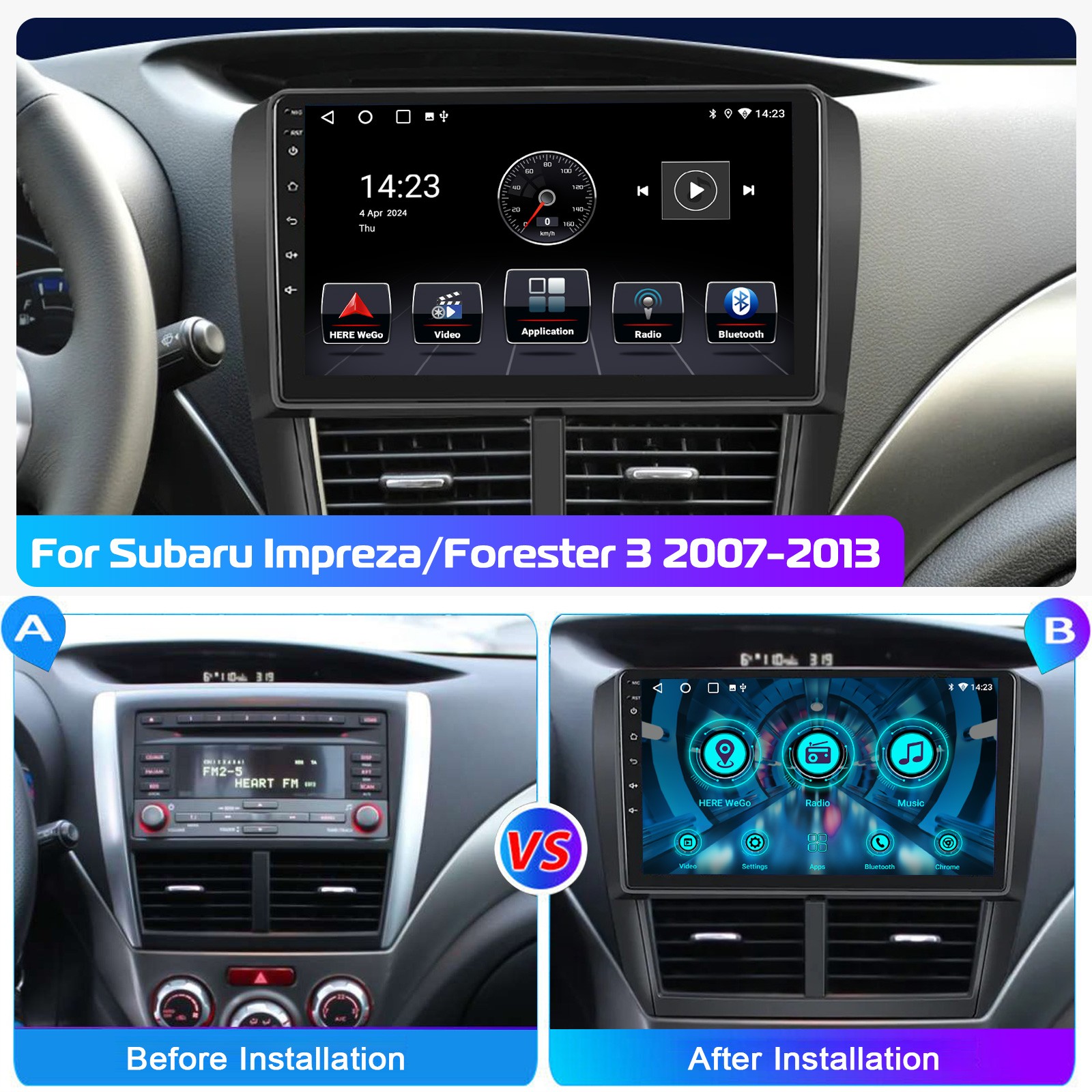 For Subaru Forester Impreza 2007-2013 Car Stereo Radio Android 14 WIFI ...