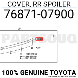 7687107900 Genuine Toyota COVER, RR SPOILER 76871-07900 | eBay