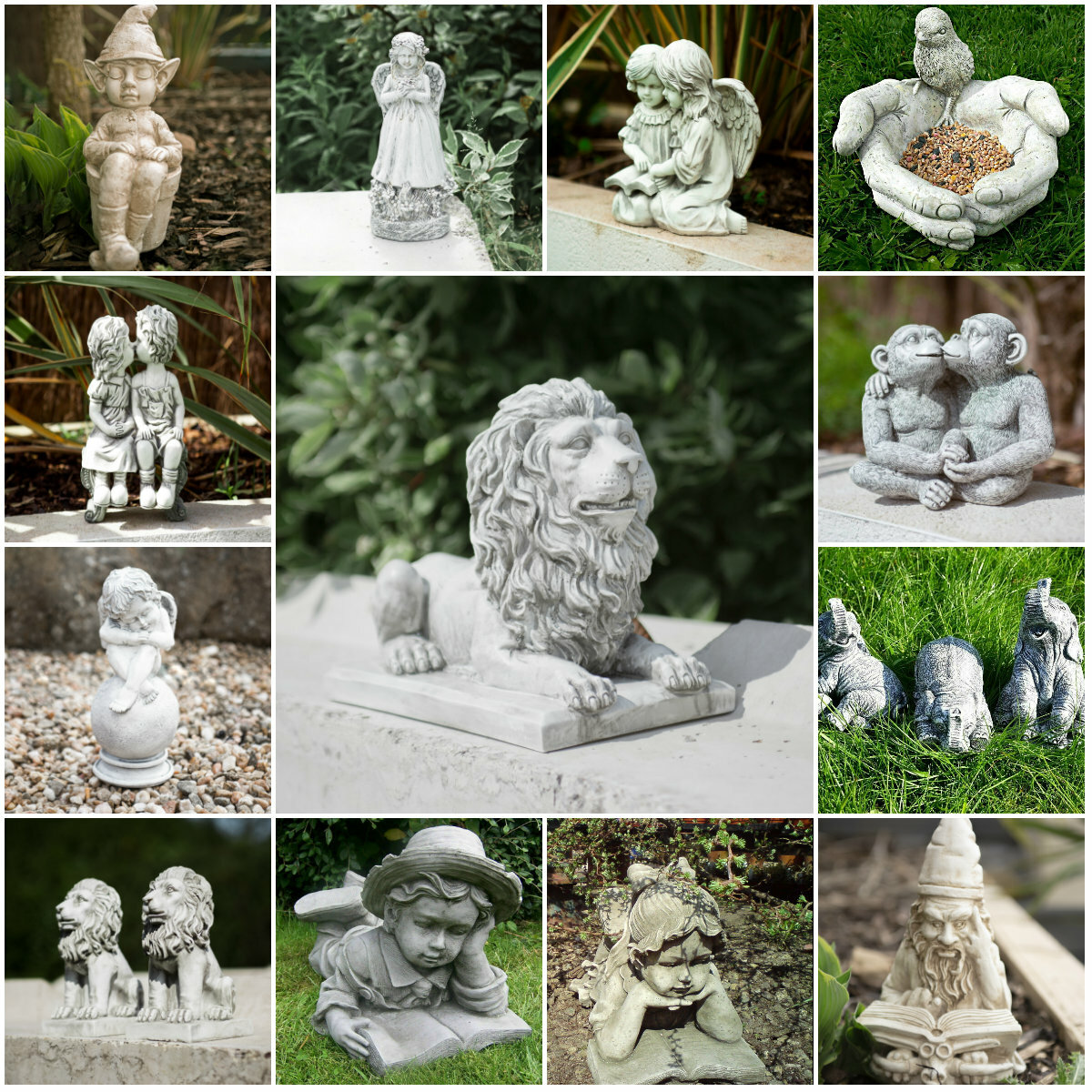 Stone Effect Garden Ornaments Outdoor Decor Unique Statue Sculpture ...