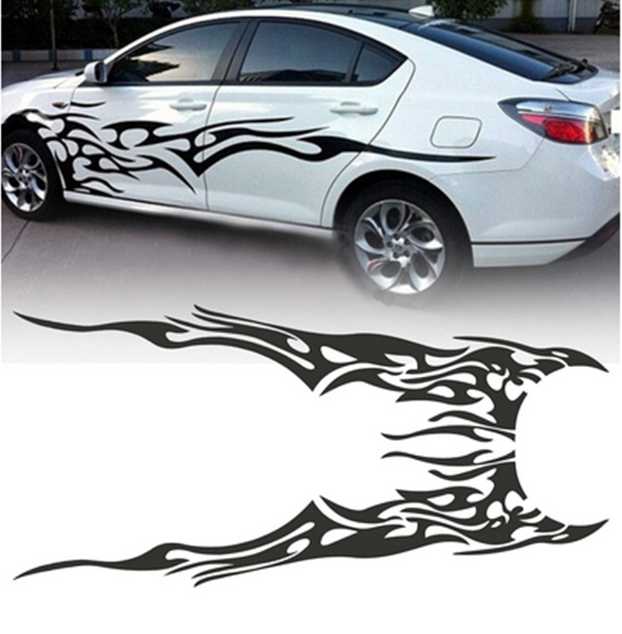 1 Pair Car Body Side Decals Stickers Flame Fire Totem Graphics DIY ...