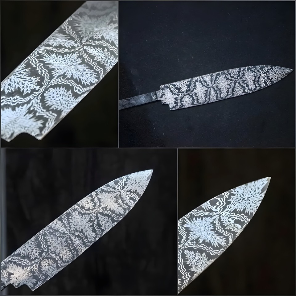 Hand-Forged Blade in Mosaic Damascus Steel Pattern for Chef Knife. Best ...