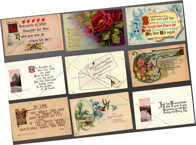 18 POSTCARD Antique Vintage Greetings Poetry Friends 1908-1929 1c 2c ...