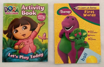 Dora & VTG Barney First Words Activity Books | eBay