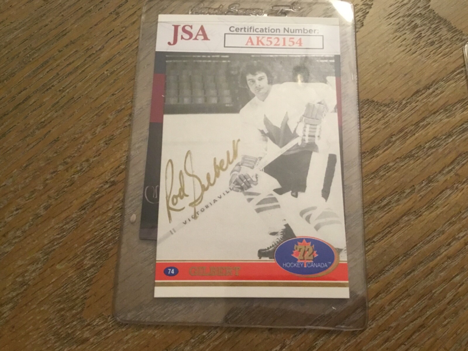 Autographed 1972 Canada Cup Rod Gilbert HOF DEC. JSA Sticker & Cert ...