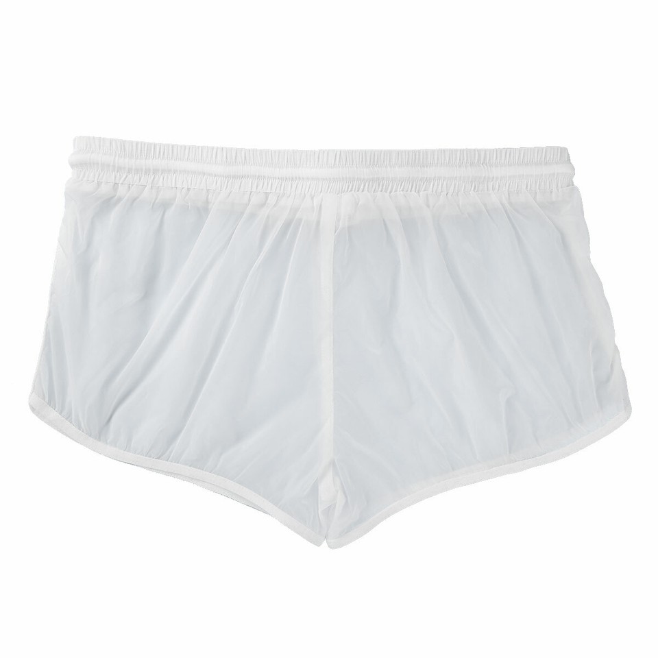 Mens Sheer Mesh See Through Boxer Briefs Drawstring Swim Shorts Trunks ...