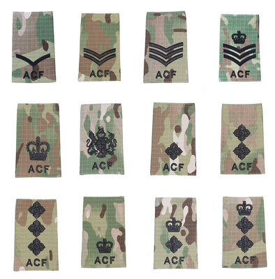 All Ranks Pair Black on Multicam / MTP ACF Rank Slides ( Cadets Army ...