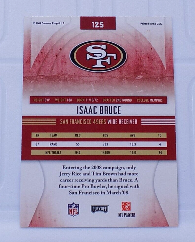 2008 Playoff Absolute Memorabilia #125 ISAAC BRUCE Football Card 49ers ...