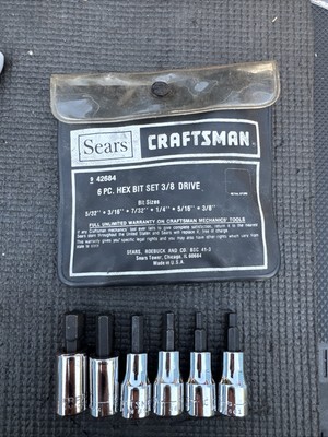 Sears Craftsman USA Nos 6pc Hex Bit Socket Set 3/8” Drive Sae 42684 G ...