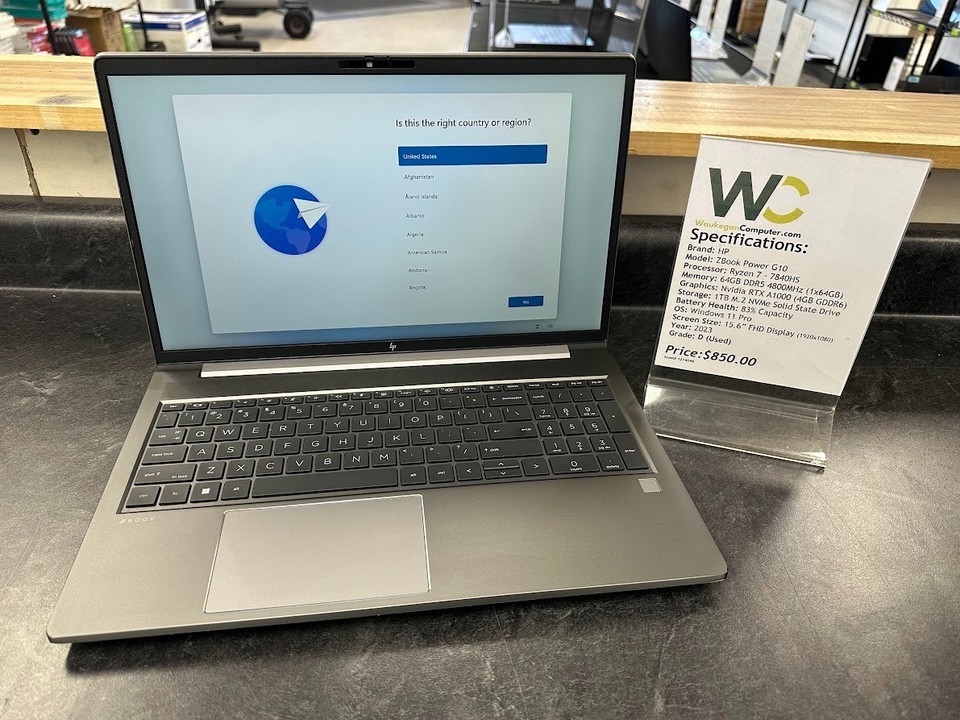 HP ZBook Power G10, Ryzen 7 - 7840HS, 64GB DDR5 Nvidia RTX A1000 1TB ...