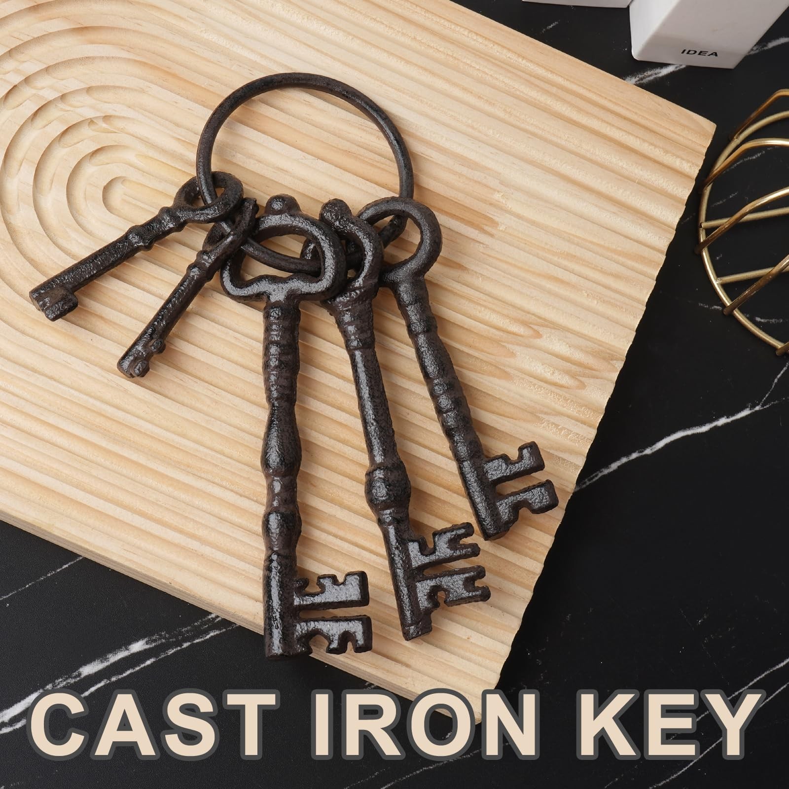 Large Vintage Cast Iron Skeleton Key Ring Antique Keys Set For ...