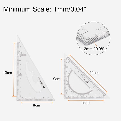6piece Triangle Ruler Square Set 13cm, 12cm 30/60 and 45/90 Degrees ...